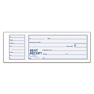Adams Rent Receipt Book, 1-Part with Tear-Off Stub, 2-3/4 x 7-15/16 Inches, 50 Receipts per Book (9651ABF)