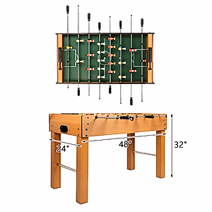 Vilobos 48in Competition Sized Foosball Table, Arcade Table Soccer for Adults Teens, Football Table for Home, Arcade Game Room Arcade w/ 2 Balls, Brown