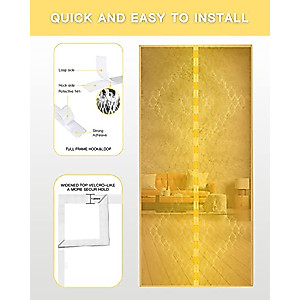 ZOE GARDEN Geometry Magnetic Screen Door for Sliding/Single/French Doors, Self Sealing Magnets Patio Door Screen Heavy Duty Mesh Curtain, Modern Minimalist Abstract Lattice