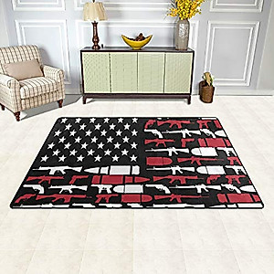 Ainans Gun Country USA Flag Area Rug Carpet Non-Slip Floor Mat Doormats for Living Room Bedroom 60 x 39 inches