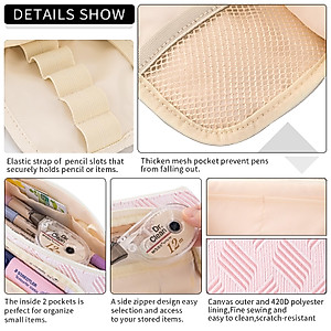 EASTHILL Large Capacity Pencil Case Pouch School Supplies, Aesthetic Stationery Pen Case Bag for Girls Women-Light Pink A