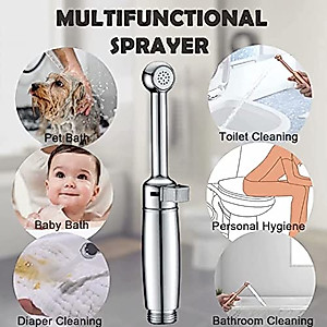 Bidet Sprayer for Toilet, Handheld Sprayer Bidet Attachment Kit with Backflow Preventer and Adjustable Water Pressure Control, SonTiy All Brass Cloth Diaper Sprayer Set, Chrome, 5 Years Warranty
