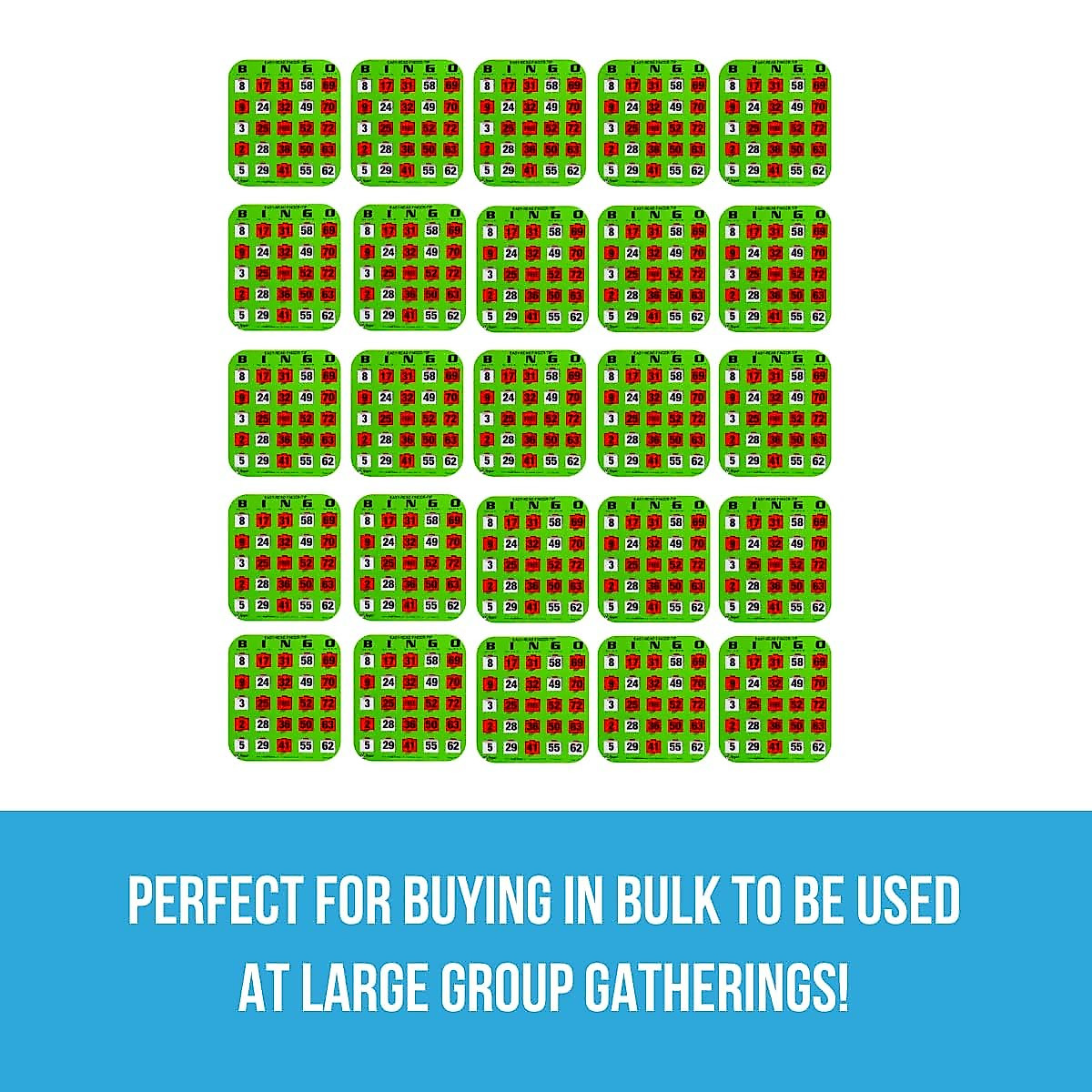 Regal Bingo Bingo Cards with Sliding Windows - Green Reusable & Large Bingo Cards - Ideal for Family Fun Bingo Game Night - No Chips & Daubers Needed - 25 Pcs