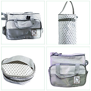 Diaper Bag, RoyalBaibei large travel diaper tote multifunction for mom and dad, 5 pieces Waterproof bag for boys and girls with changing pad, pacifier case and insulated pockets (Classic Khaki)