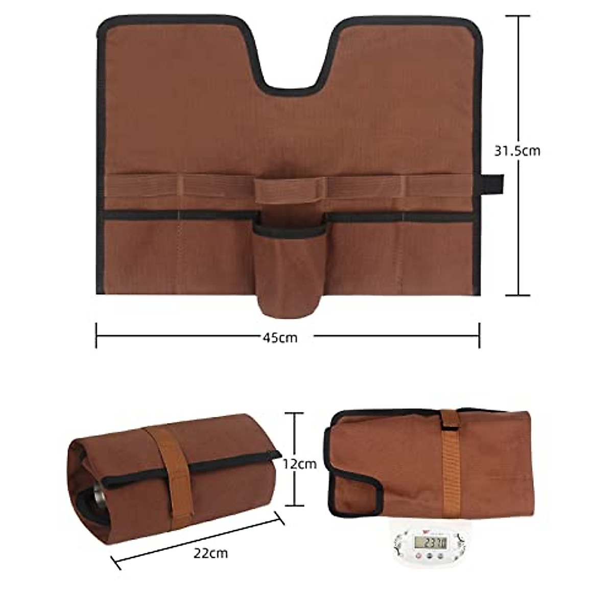 Jaugufiy Canvas Bartender Bag Travel Bartender Kit Bag Bar Kit Bag Professional Bartender Roll Strap Mixology Bartender Kit Cocktail Set Bag Bar Tools Carry Bag (Brown)