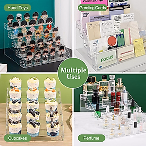 yuuzue 5 Tier Greeting Card Display Rack, Clear Acrylic Sticker Display Stand for Vendors Retail Display Photo Stand for Counter Tabletop Display Supplies