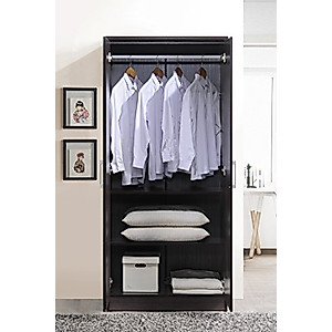 HODEDAH IMPORT Furniture 2 Door Wardrobe with Adjustable/Removable Shelves & Hanging Rod, Chocolate