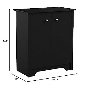 South Shore Small 2-Door Storage Cabinet with Adjustable Shelf, Pure Black