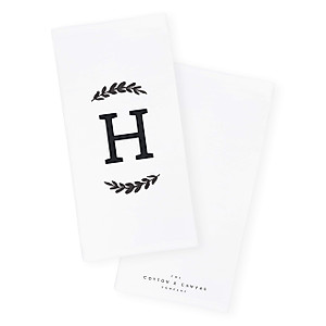 The Cotton & Canvas Co. Personalized Single Monogram Initial H Soft Absorbent Kitchen Tea Towel, Flour Sack Towel, Dish Cloth