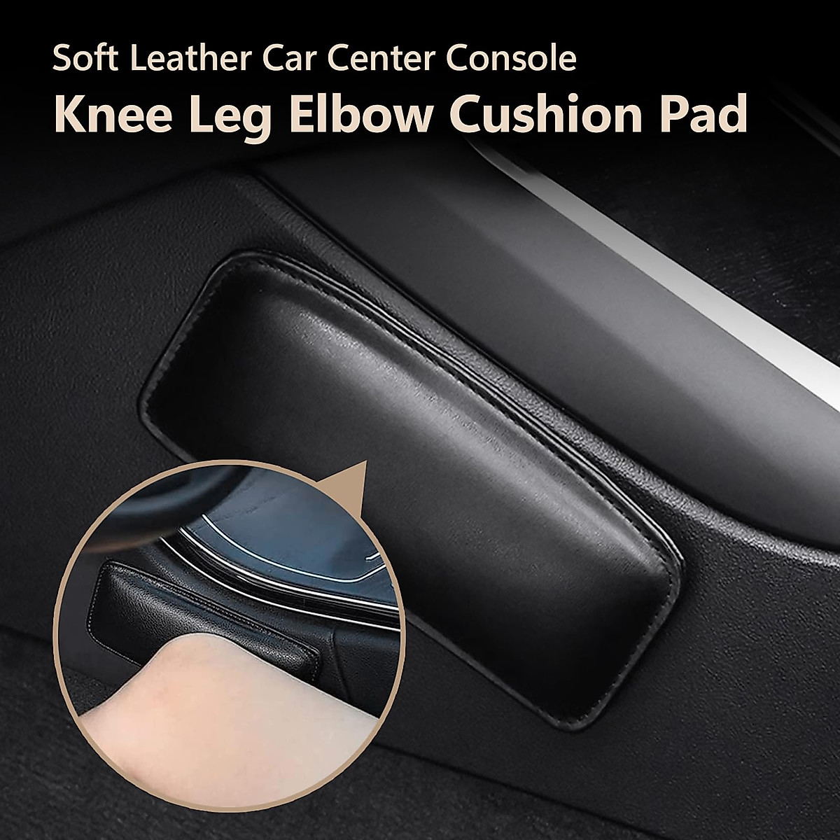 Yumfugu 2 PCS Car Knee Cushion Pads, Car Center Console Knee Leg Trim Cushions, 7.0In x 3.1In Waterproof Soft Sponge Car Frame Protective Pillows, Universal Leg Rest Pads for Trucks SUVs Cars (Black)