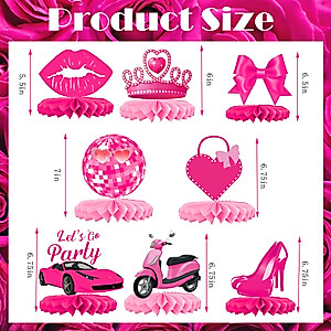Pink Girls Birthday Decorations, Hot Pink Girls Bachelorette Party Honeycomb Centerpieces Disco Decoration,Table Topper for Doll Theme Party Western Cowgirl Bridal Shower Party Supplies (Pink Girl)