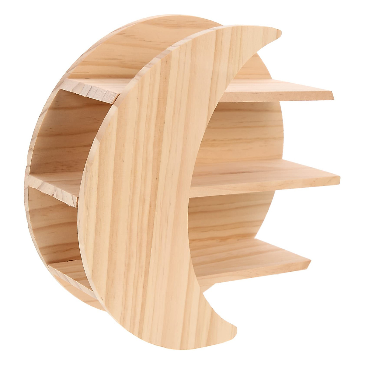 Garneck Moon Wall Mount Rustic Crystal Shelf Hanging Floating Shelves Bathroom Wall Shelf Stones Photo Frame Shelf Essential Picture Frame Stand Floating Rack Wooden Flower Pot Stand