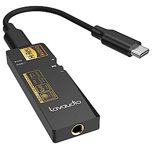 Lavaudio Headphone Amps Tiny Amplifier USB DAC, DSD256 Hi-Res HiFi Headphone Amplifier 3.5mm/Type C/Lightning/Lossless for Smartphones/PC/Laptop/Players(Lightning, Black) DS100
