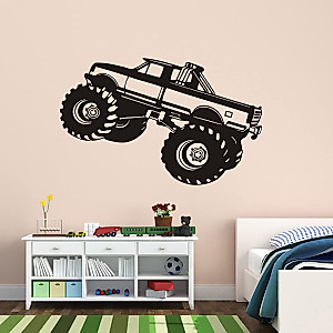 JUEKUI Big Truck Car Wall Decal Stickers Supersize SUV Super Truck Boys Bedroon Living Room Decoration Wall Decor Poster WS107 (Black)