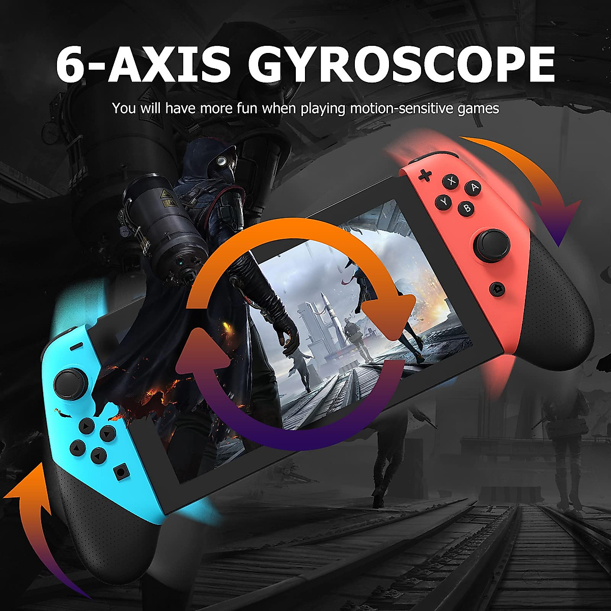 Joycon Controller Replacement for Switch Joycon,Alternatives for Left and Right Joy Con Controller,L/R Switch Controller Support Wake-up Function with Grip Stand (Blue and Red)