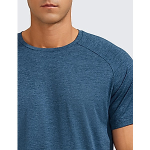 CRZ YOGA Men's Lightweight Short Sleeve T-Shirt Quick Dry Workout Running Athletic Tee Shirt Tops Ocean Blue Heather XX-Large