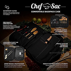 Chef Knife Bag Convertible Backpack | Transforms to Messenger Bag to Shoulder Sling Crossbody Bag | 21+ Pockets for Knives & Culinary Tools | Large Pockets for Laptop Tablet & Notebook (Brown)