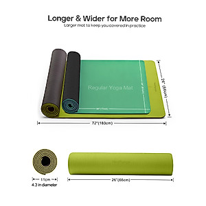 Heathyoga Eco Friendly Non Slip Yoga Mat, Body Alignment System, SGS Certified TPE Material - Textured Non Slip Surface and Optimal Cushioning,72"x 26" Thickness 1/4"