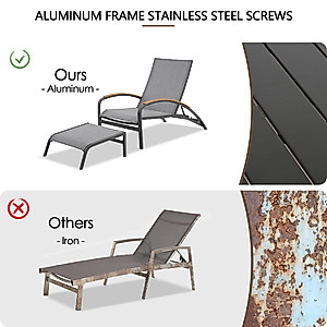 Ulax furniture Outdoor Chaise Lounges, Set of 2, Patio Aluminum Convertible Lounger Chairs with Phifertex Fabric