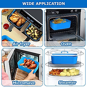 Air Fryer Silicone Liners - 2Pcs Reusable Silicone Pot for Ninja Foodi DZ201/DZ401 Dualzone Air Fryer, Oven Insert Silicone Bowl, Replacement of Parchment Paper Liners, Non Stick Basket Accessories