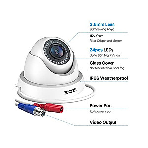 ZOSI 4 Pack 2.0MP HD 1080P Security Cameras Kit TVI/CVI/AHD Indoor Outdoor 80ft Day Night Vision CCTV Dome Home Cameras For 720P/1080N/1080P/5MP/4K HD-TVI AHD CVI Analog DVR Systems(White)