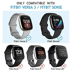 3 Pack Silicone Bands for Fitbit Sense Bands Fitbit Versa 3 Bands Women Men, Classic Soft Sport Bands Replacement Wristbands for Fitbit Sense/Versa 3 Smart Watch (Black/Navy Blue/Gray, Large)