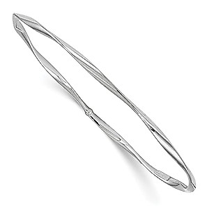 IceCarats 14K White Gold Twisted Slip On Bangle Bracelet