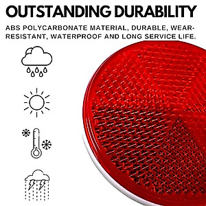 Qty 4 (2 Red/2 Amber) - 2" Inch Round Reflector Bike,Trailer, Truck, Boat, Mailbox, Construction, Signage, Warning with Super Strong Adhesive DOT/SAE Approved