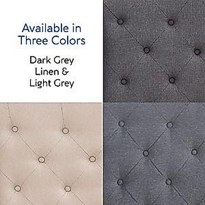 DeCoro Coventry Upholstered Platform Bed | Headboard and Metal Frame with Wood Slat Support | Grey, Queen Size