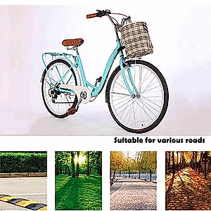 Gmlmes Beach Cruiser Bike, Multiple Speed Bicycle 26 Inch Commuter Bicycle High-Carbon Steel Frame, Front Basket & Rear Racks Retro Bicycle Road Bikes (Black)