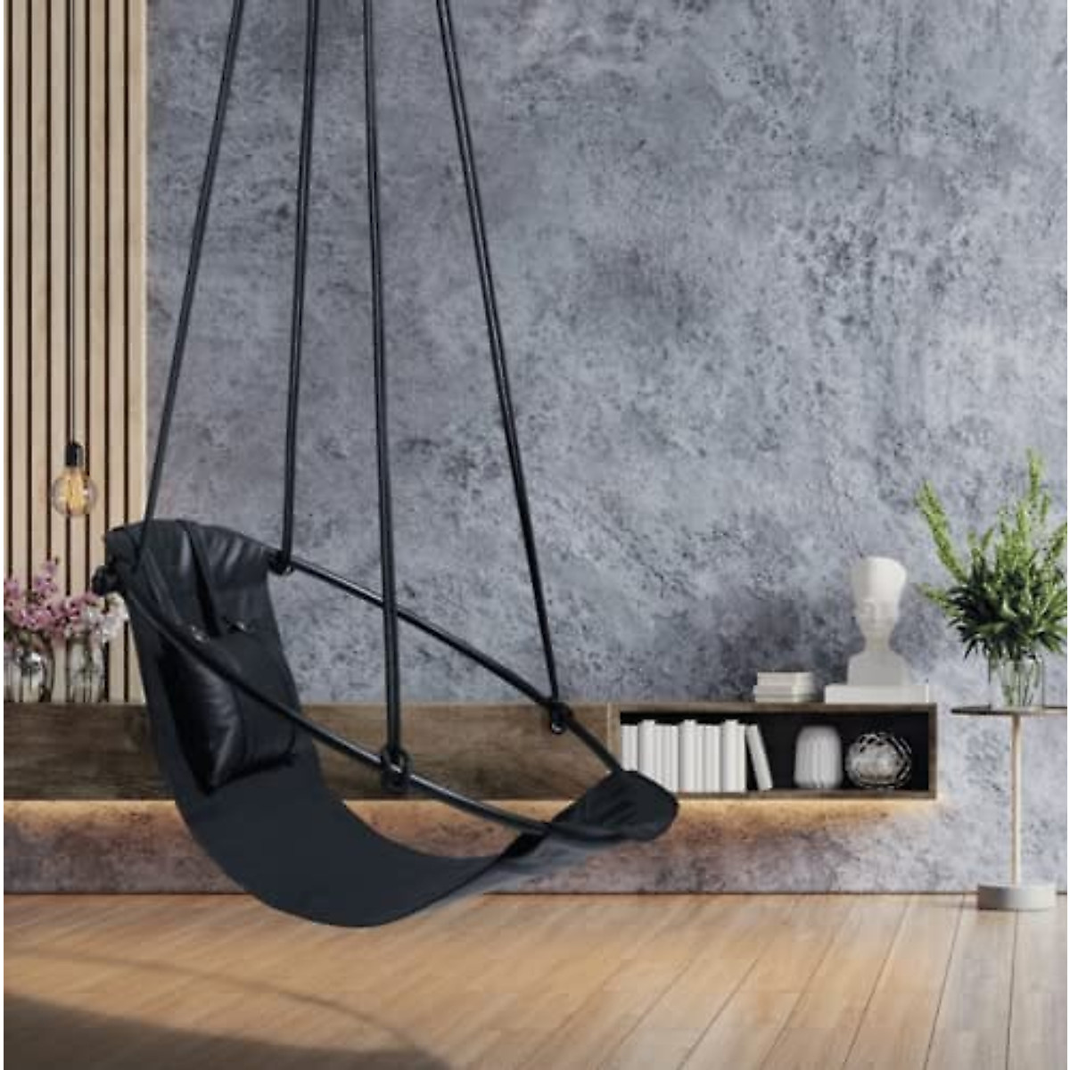 Mern Living Hanging Chair - Handmade Modern Hammock Chair, Hanging Chair for Bedroom, Indoor & Outdoor Patio Swing, Steel & Double Layer Faux Leather, Easy 3-Step Setup 275 lbs Capacity |