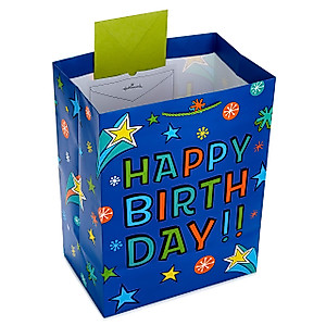 Hallmark 17" Extra Large Birthday Gift Bags (3 Bags: Blue and Green, Pink and Purple, Yellow with Pizza) for Kids, Teens, Boys, Girls, Grandchildren