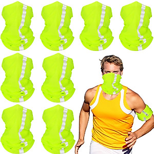 SATINIOR 8 Pieces Reflective Neck Gaiter for Men Cycling Balaclava Face Mask Cover Bandana Capuchas para el sol para Hombre Fluorescent Yellow