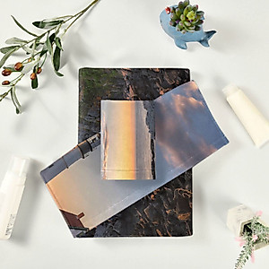 Kigai Lighthouse Bath Towel Set of 3, Absorbent Soft Bathroom Towel with Hand Towel & Washcloth for Hotel, Beach, Gym and Spa