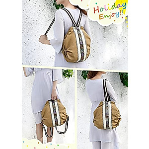 Goodhan Women Canvas Backpack Daypack Casual Shoulder Bag, Vintage Heavy-duty Anti-theft Travel Backpack (Yellow)