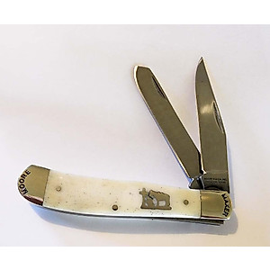 Moore Maker White Smooth Bone Handle Praying Cowboy Trapper Pocket Knife, 4 1/8 inches Closed, 2 Blades
