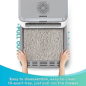 Smart Odor Removal Cat Litter Box, Large Litter Box with Deodorizing Device for Multiple Cats,Non Leaking Kitty Litter Box, Enclosed Odor Control Cat Box with Scoop&Mat