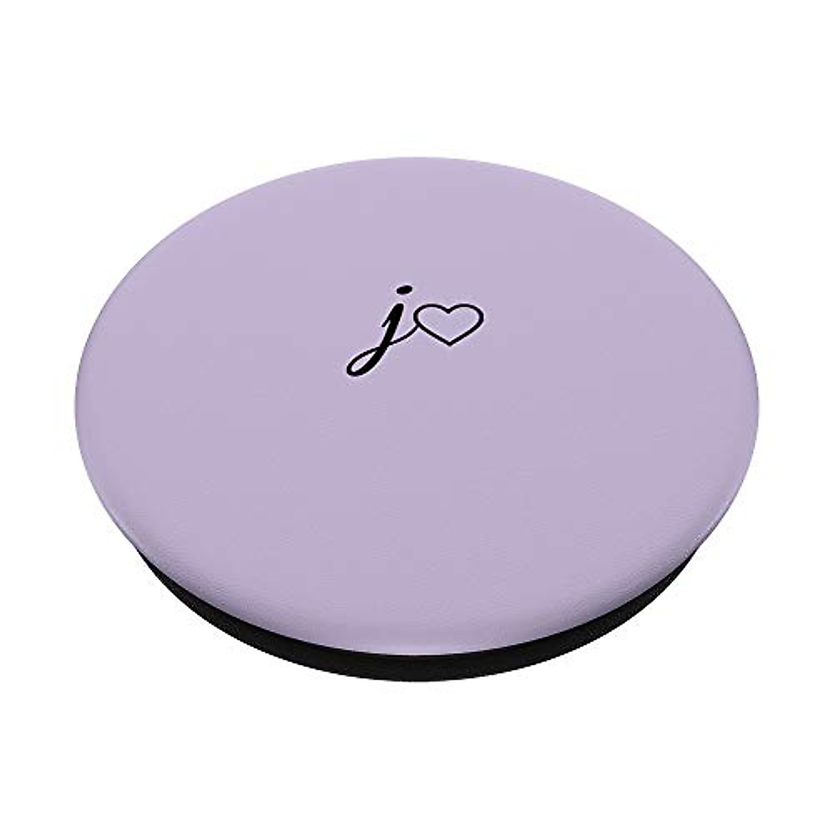 Black Initial Letter J Heart Minimalist Light Pastel Purple PopSockets Swappable PopGrip