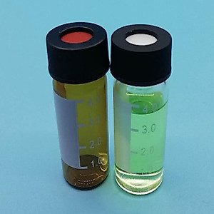 ULTECHNOVO Glass Vials with Screw Caps, Clear Liquid Sample Glass Bottles, 20pcs Chromatography Vials Reagent Serum Storage Bottle with Scale and Black Solid Lid and Septa