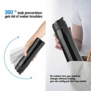 KATOHEKI Portable French Press Coffee Maker Stainless Steel Vacuum Insulated For Coffee/Tea Outdoor Car Travel Cup Coffee Mug, 350ML/12OZ, Black