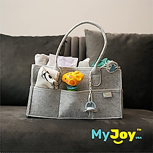 MyJoyUSA Baby Diaper Caddy Organizer - Premium Storage For Nursery Essentials Change Diapers Car And Table Hold 30+, Bright grey