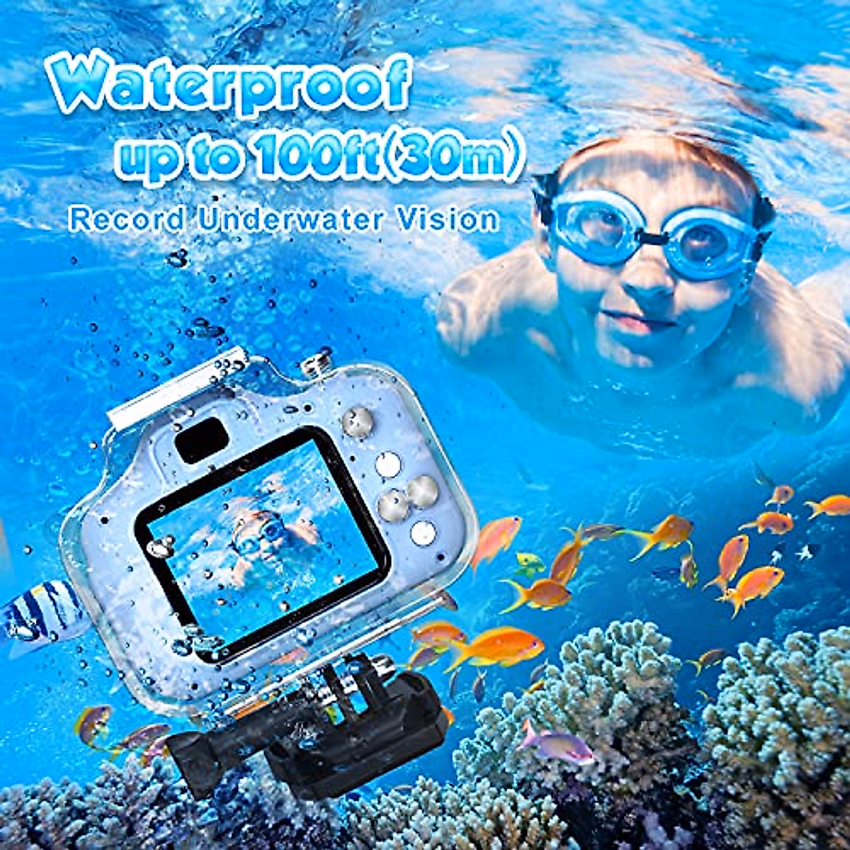 Dylanto Upgrade Kids Waterproof Camera Christmas Birthday Gifts for Girls Age 3-12 Children Digital Camera Underwater, HD Video Toddler Camera Toy for 5 6 7 8 9 10 Year Old Boys (Blue)