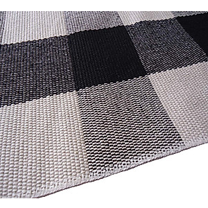 UKELER Buffalo Plaid Rugs- Machine Washable Black and White Checkered Plaid Rug Hand-Woven Buffalo Checkered Kitchen Runner Rugs 51.2''x23.6''