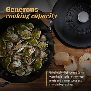 Lodge Blacklock 5.5 Qt Triple Seasoned Cast Iron Dutch Oven - 5.5 Qt Capacity - Nonstick Finish - Cast Iron Dutch Oven with Lid - Cast Iron Cookware