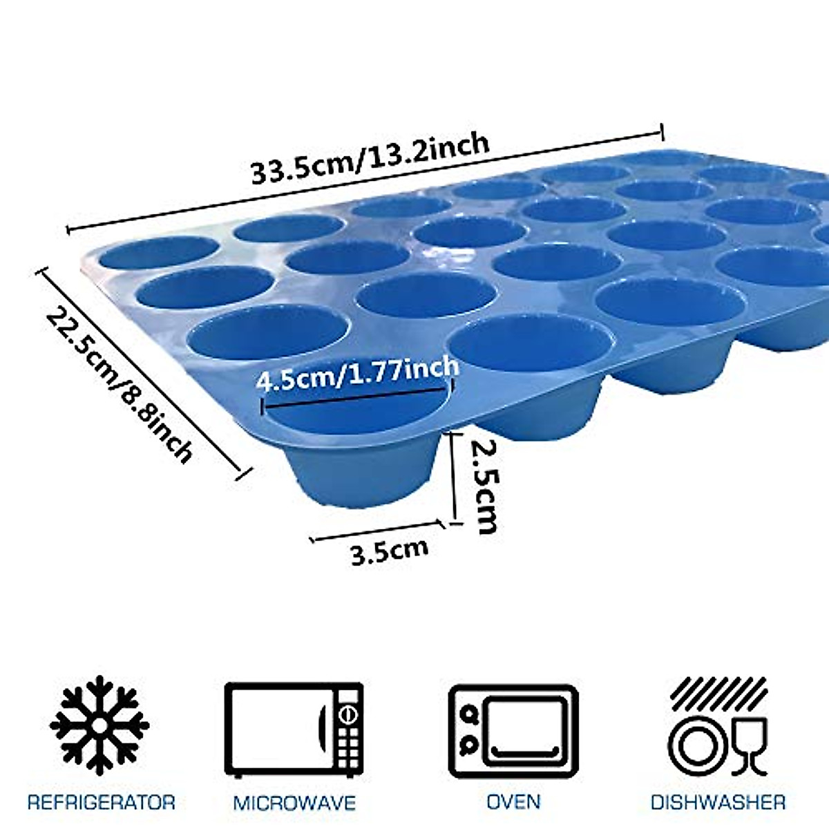 E KAINI 24 Cup Silicone Muffin Mini Cupcak Reusable Tope Baking Pan Set Non Stick cake molds/Dishwasher - Microwave Safe