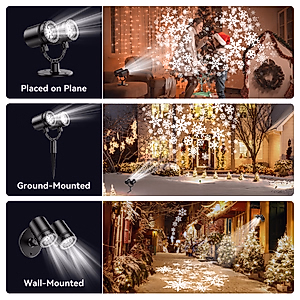 HeyStookie 2024 Newest Christmas Decorations Christmas Projector Lights Outdoor Double-Head Rotating Snowflakes Projector Lights for Xmas Home Party IP65 Waterproof Brightening LED Outdoor & Indoor…