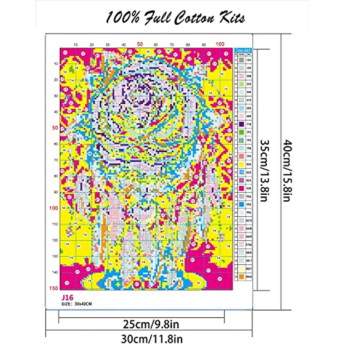 Flowers Cross Stitch Kits,stamped Cross Stitch Kits DIY Dream Catcher Needlepoint Kits for Adults Beginners Counted Embroidery Kits Cross Stitch Supplies Purple Blessing Patterns Crafts Decor