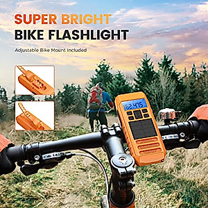 Emergency Weather Radio, 2000mAh Rechargeable Battery, LED Flashlight, Hand Crank Radio with Solar Panel, AM/FM/NOAA Alert, Power Bank/SOS Alarm/LCD Screen/Elastic Strap, Survival Kits/Camping Gear