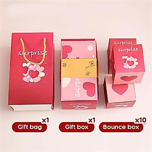 ZSJGGBOY Merry Christmas Surprise Gift Boxes, Joyjoyset, Joy Joy Snow Folding Pop-Up Explosion Gift Box, Surprise Gift Box Explosion for Money Christmas (Red+Green)