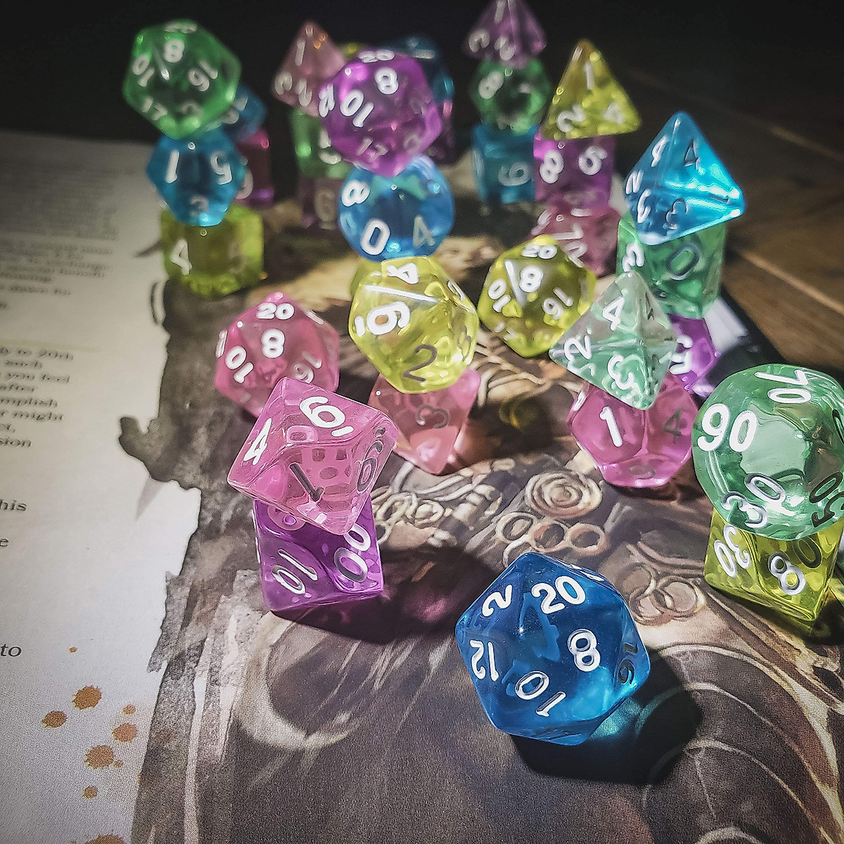 Bundle of Blessings - Piece DND Dice Set by D20 Collective - Dice for Table Top RPGs and Gaming - Boon Series (Aberration, Beast, Celestial, Faerie, Sea) - Transparent Acrylic D&D Dice Sets